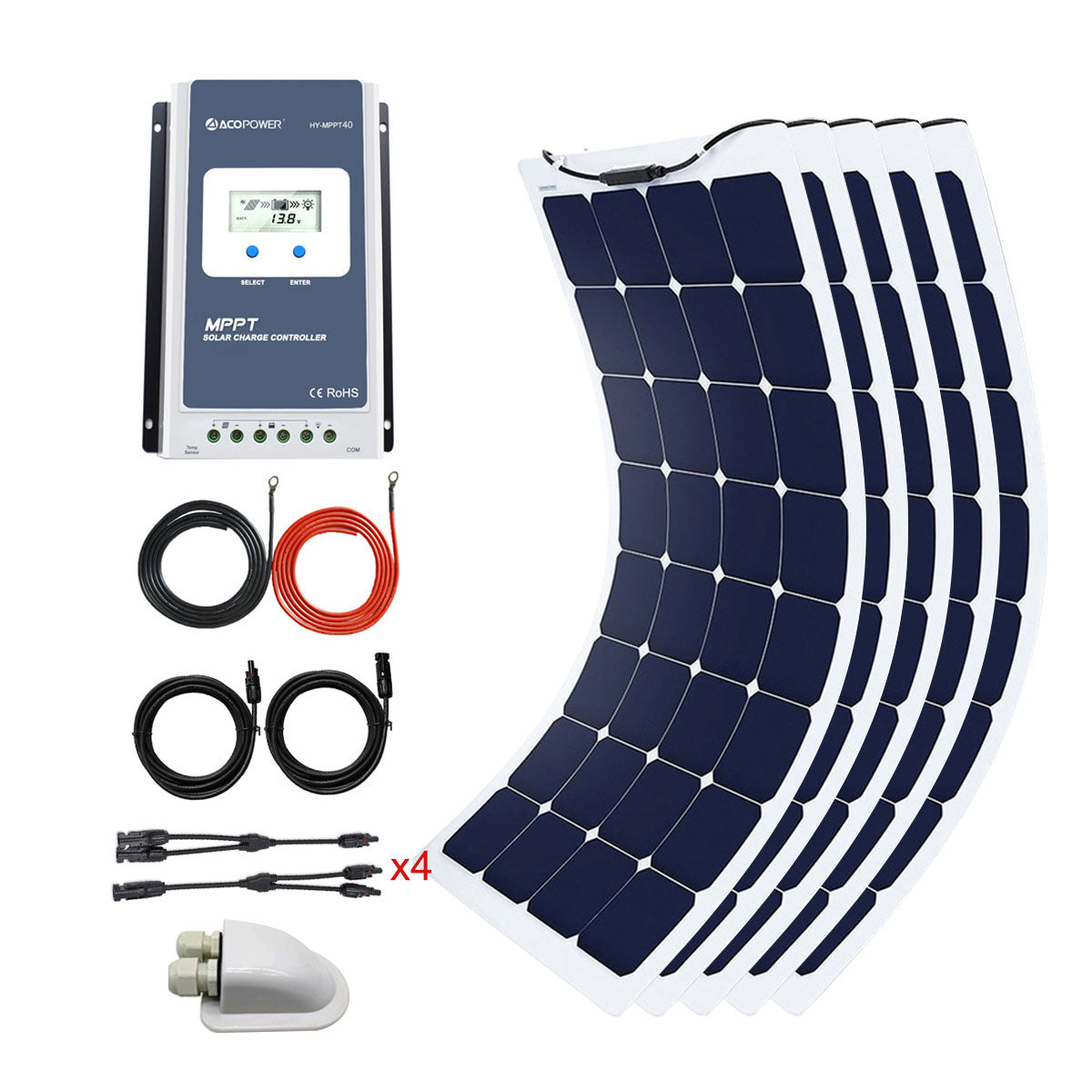 550 Watt Solar Flexible Kit w/ 40A MPPT Charge Controller (5x110W ...